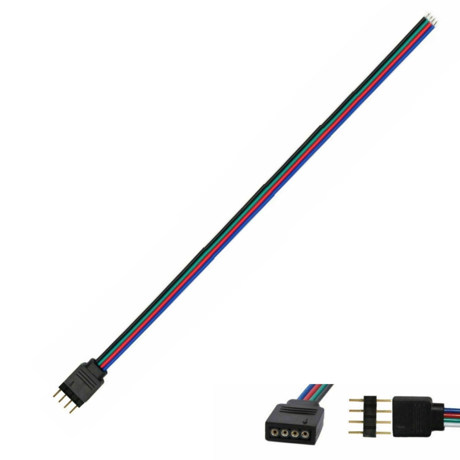 4 Pin RGB LED Strip Neon Flex Connector 12V 24V with 0.5m Extension
