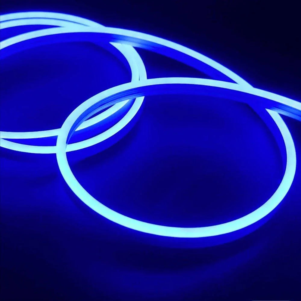 Blue Neon Flex 24V 8x16mm 120LED/m IP65 5cm Cut – UK LED Lights