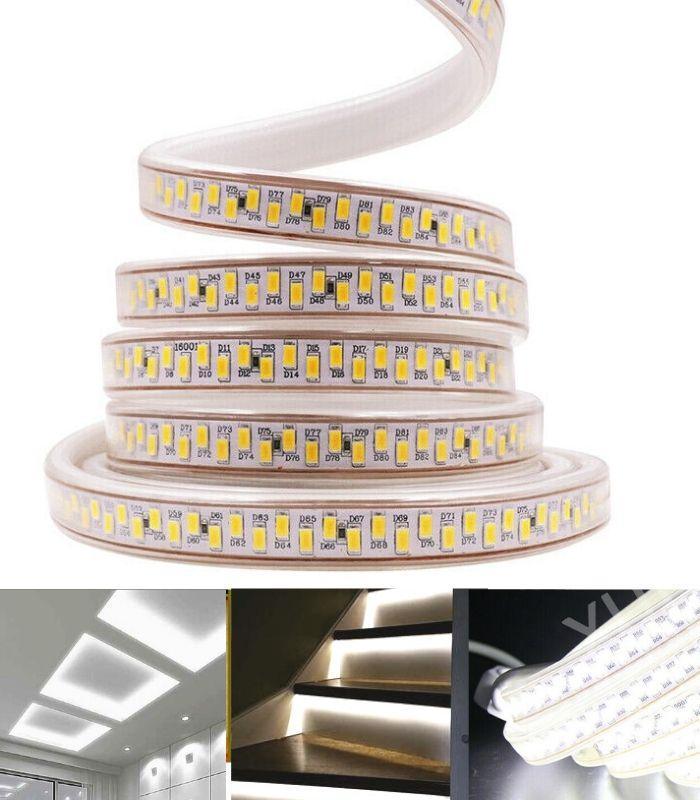 Cool White 6000K LED Strip 220V 240V 180LEDs/m SMD5730 IP65 with UK ...