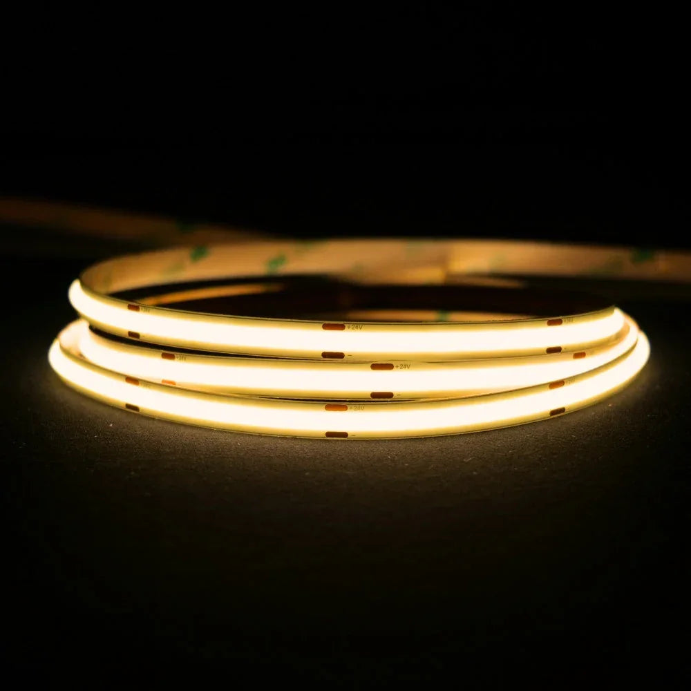 Extra long Warm White 3000K COB LED Strip 24V 480LEDs/m IP20 20m Run ...