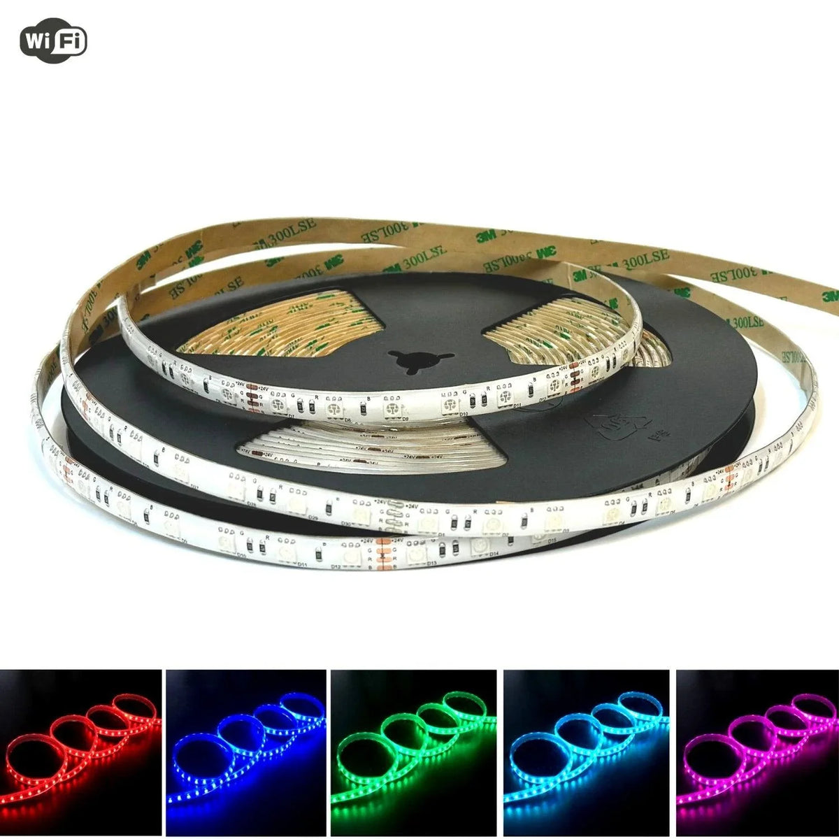 RGB LED Strip 24V 10 Metre One Length IP65 Waterproof 60LED/m with WIF ...