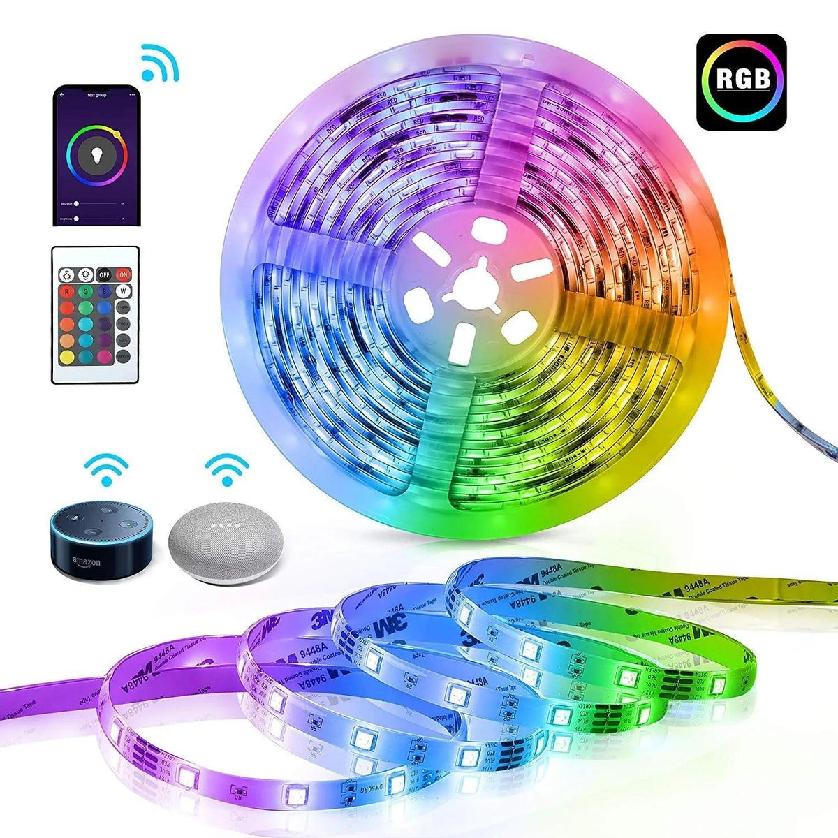 RGB LED Strip 5050 12V WiFi Control RGB LED Strip IP67 Waterproof 300L ...